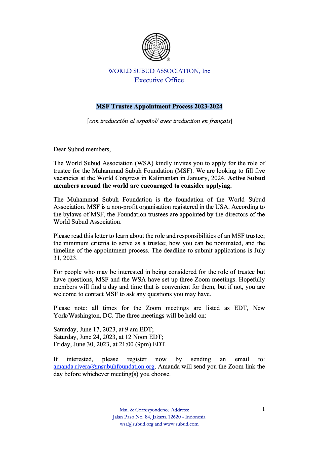 News - World Subud Association