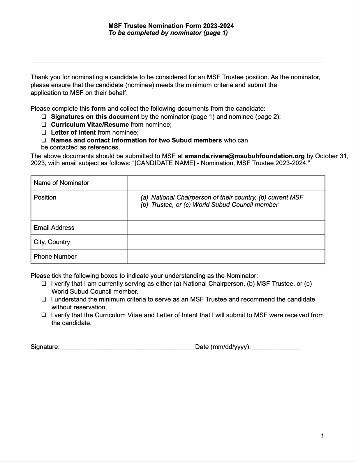 MSF Trustee Nomination Form 2023-2024 - EN - World Subud Association
