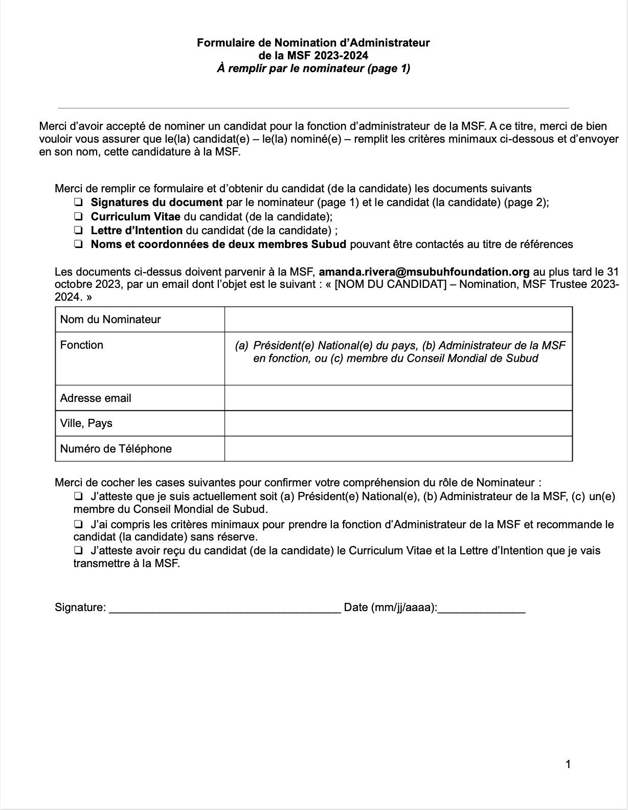 Formulaire de Nomination d’Administrateur de la MSF 2023-2024 - FR - World Subud Association
